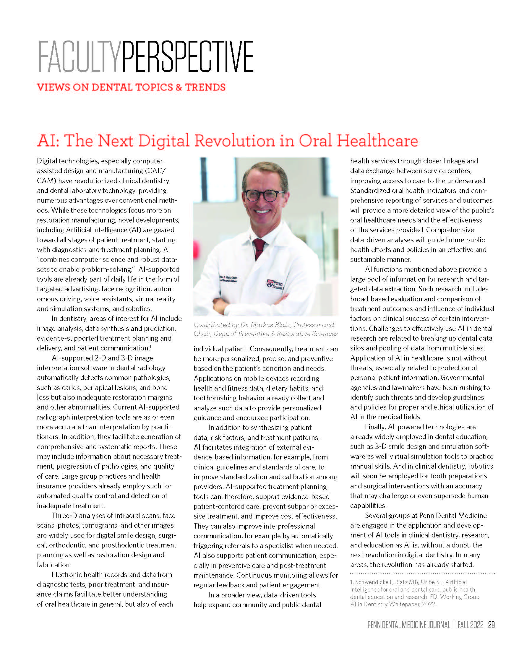 Faculty Perspective: By Dr. Markus Blatz - Penn Dental Medicine