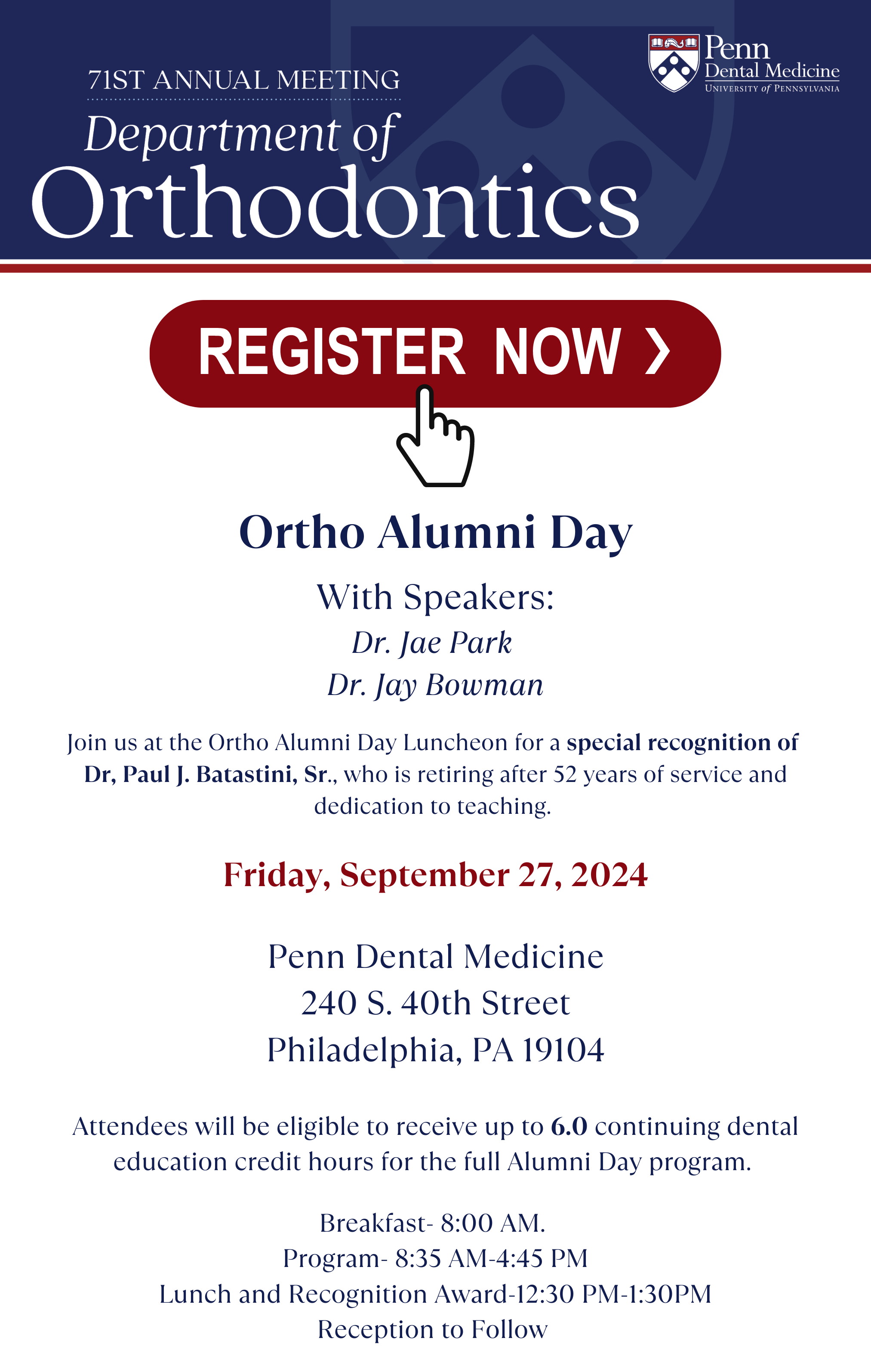 Dept of Orthodontics: 71st Annual Alumni Meeting (Ortho Alumni Day ...
